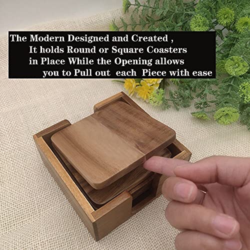 Natural Wooden Coasters Holder ,Minimalist Holder-for Square or Round Coaster with Paded Base , Coaster Holder Without Coaster , Hold Coasters of Upto 4" in Size