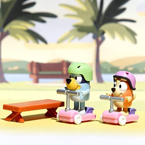 Bluey Dog Vehicle 2-Pack, 2.5-3" Bluey & Bingo Articulated Figures - Scooter Time