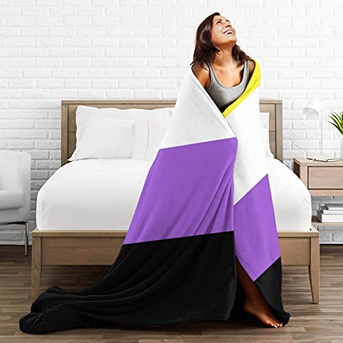 Non-Binary Flag Flannel Fleece Throw Blankets for Bed Sofa Living Room Soft Blanket Warm Cozy Fluffy Throw Plush Blanket