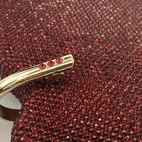 Elegant Women Crystal Evening Bags Wedding Cocktail Party Diamond Clutch Handbags (Wine Red)