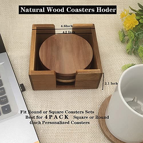 Natural Wooden Coasters Holder ,Minimalist Holder-for Square or Round Coaster with Paded Base , Coaster Holder Without Coaster , Hold Coasters of Upto 4" in Size