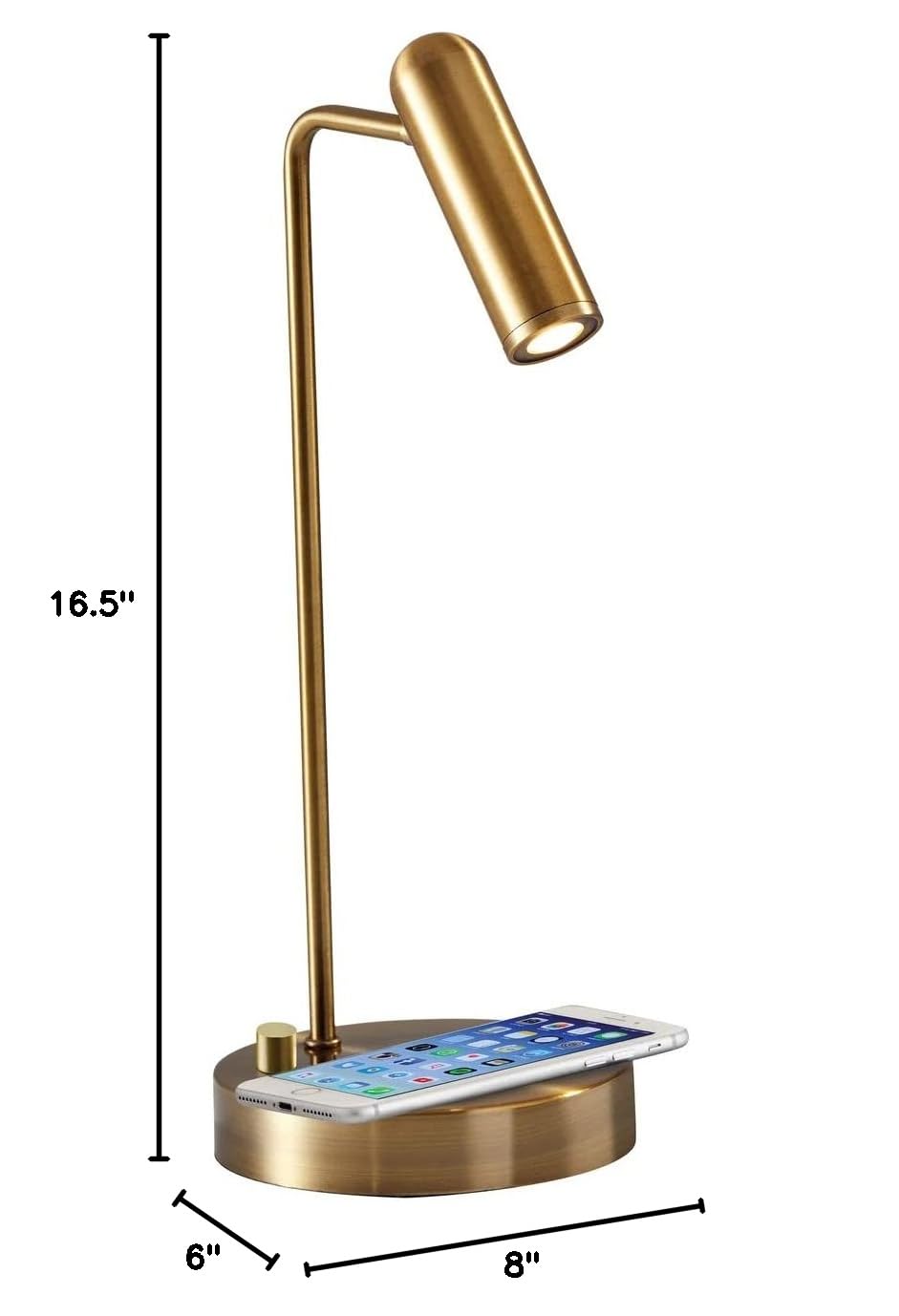 Adesso 3162-21 Kaye LED Desk Lamp Wireless Charging, 7W LED, 5W QI, USB Port, Indoor Lighting Lamps
