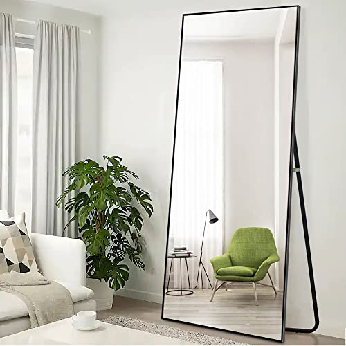 KIAYACI Full Length Mirror Oversized Floor Mirror with Stand Bedroom Dressing Mirror Full Body Wall Mirror (Black, 71" x 24")