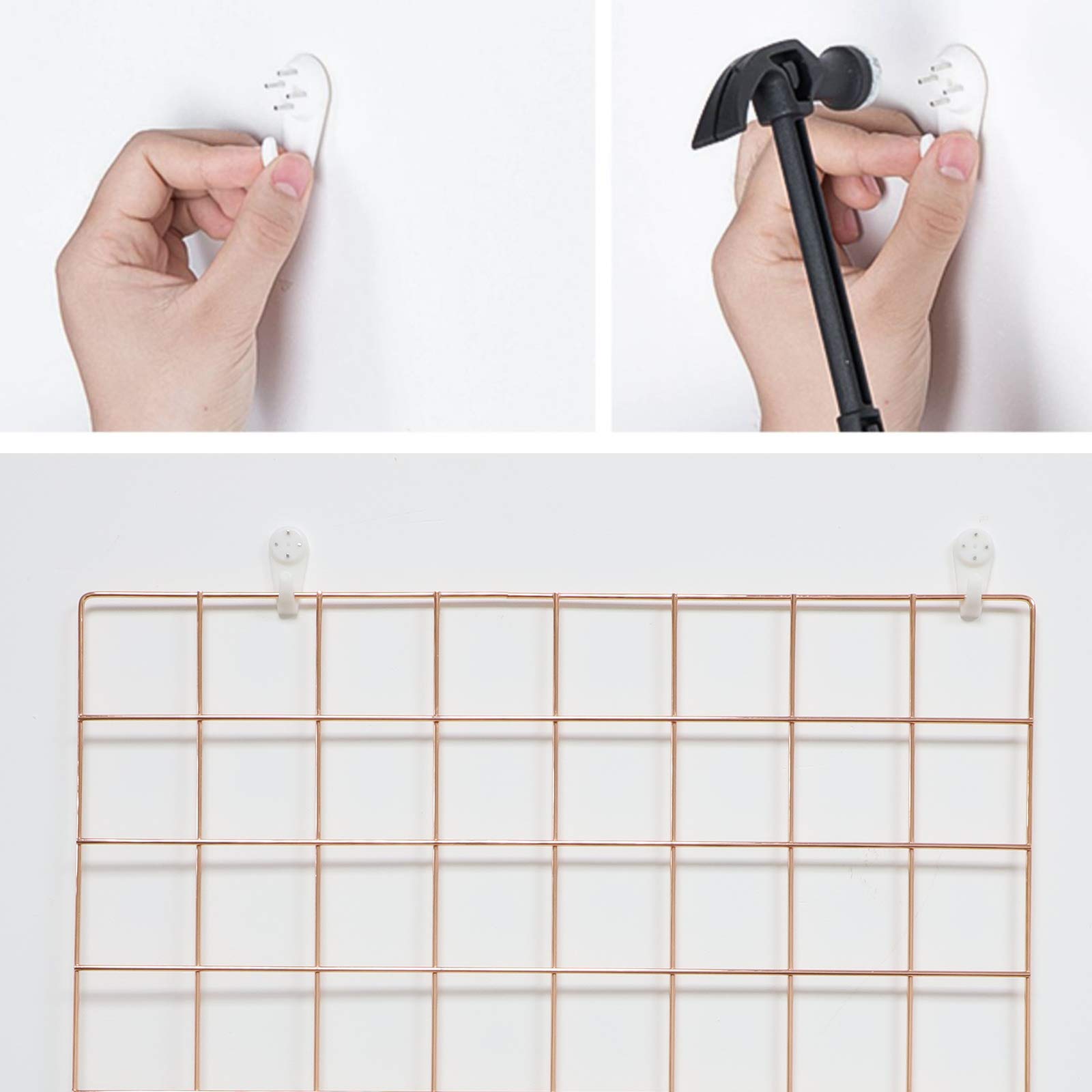 GBYAN Wall Grid 2 Pack Wire Photo Grid Panels Metal Picture Rack Wall Organizer for Memo, Photo Display, 25.6" x17.7 Each Grid Panel