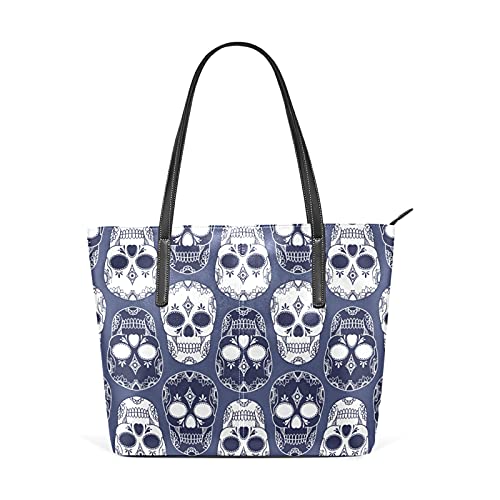 Skulls Light Purple Background Handbags Shoulder Bags Leather Crossbody Handbag for Women Tote Satchel