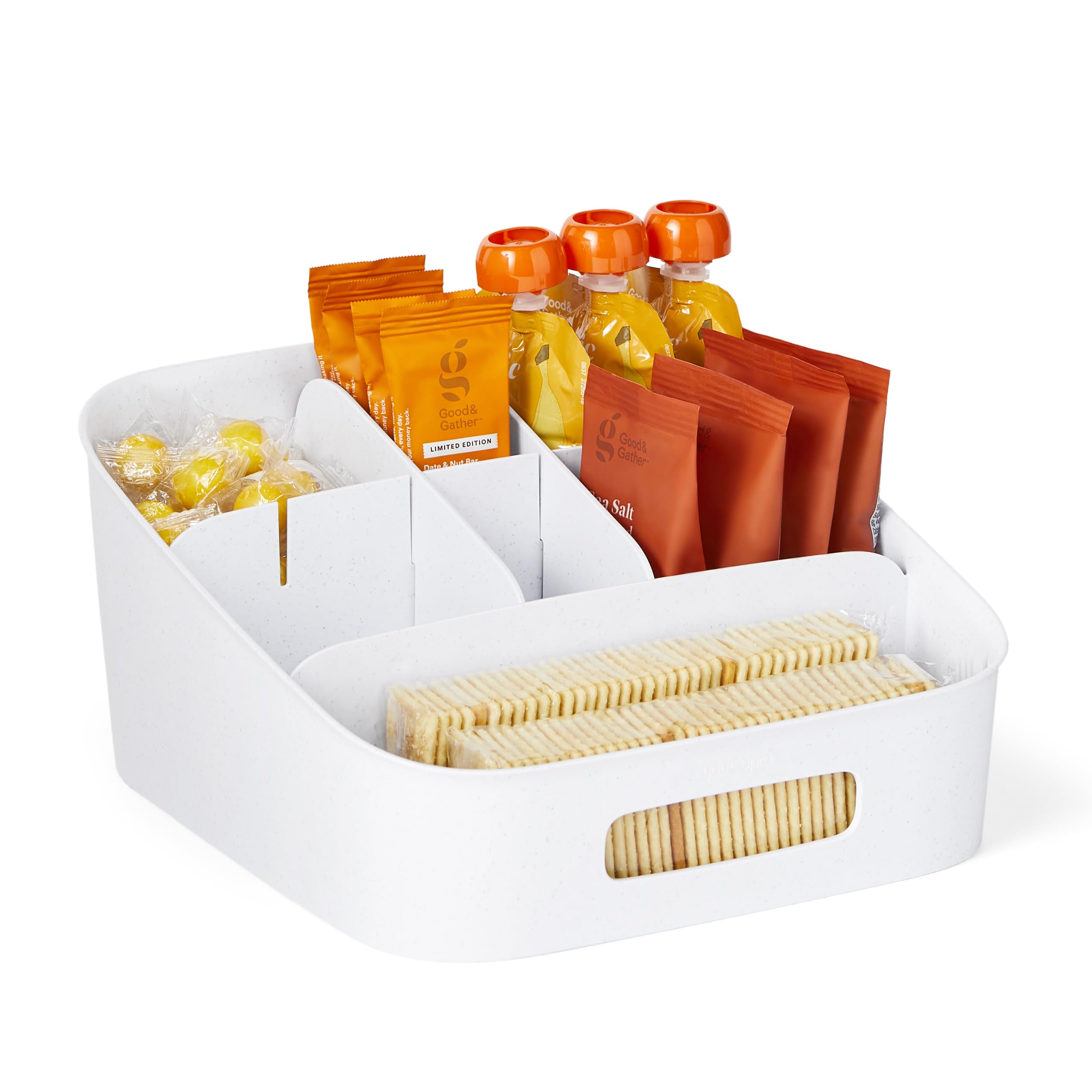 YouCopia ShelfBin Tiered Packet & Snack Bin Organizer for Kitchen Cabinet Pantry, Small, White