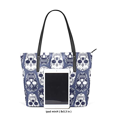 Skulls Light Purple Background Handbags Shoulder Bags Leather Crossbody Handbag for Women Tote Satchel