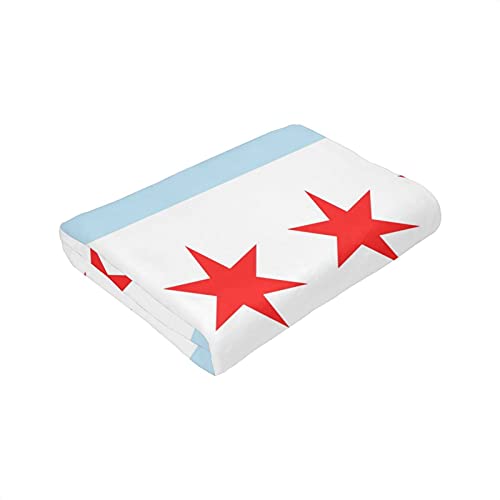 ZJHFSGMY Chicago City Flag Super Soft Warm Fleece Blanket, Comfortable Flannel Blanket, Four Season Blanket Suitable for Bedroom Bed and Sofa, White1, 60Inx50In