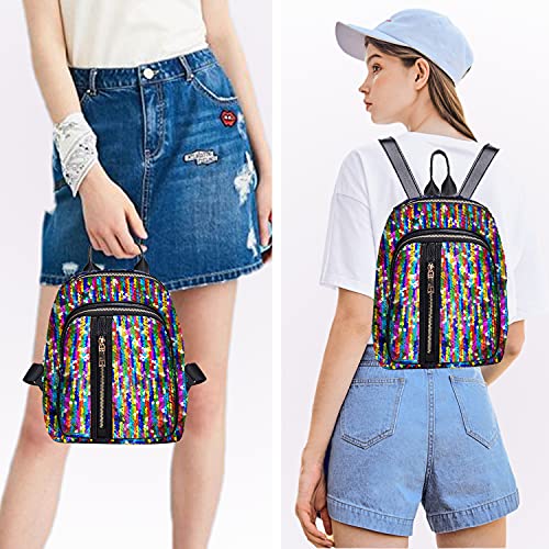 Fmeida Mini Backpack for Girls, Reversible Sequin Backpack Purse Women, 11" Cute Glitter Backpack for Girls Women Ladies