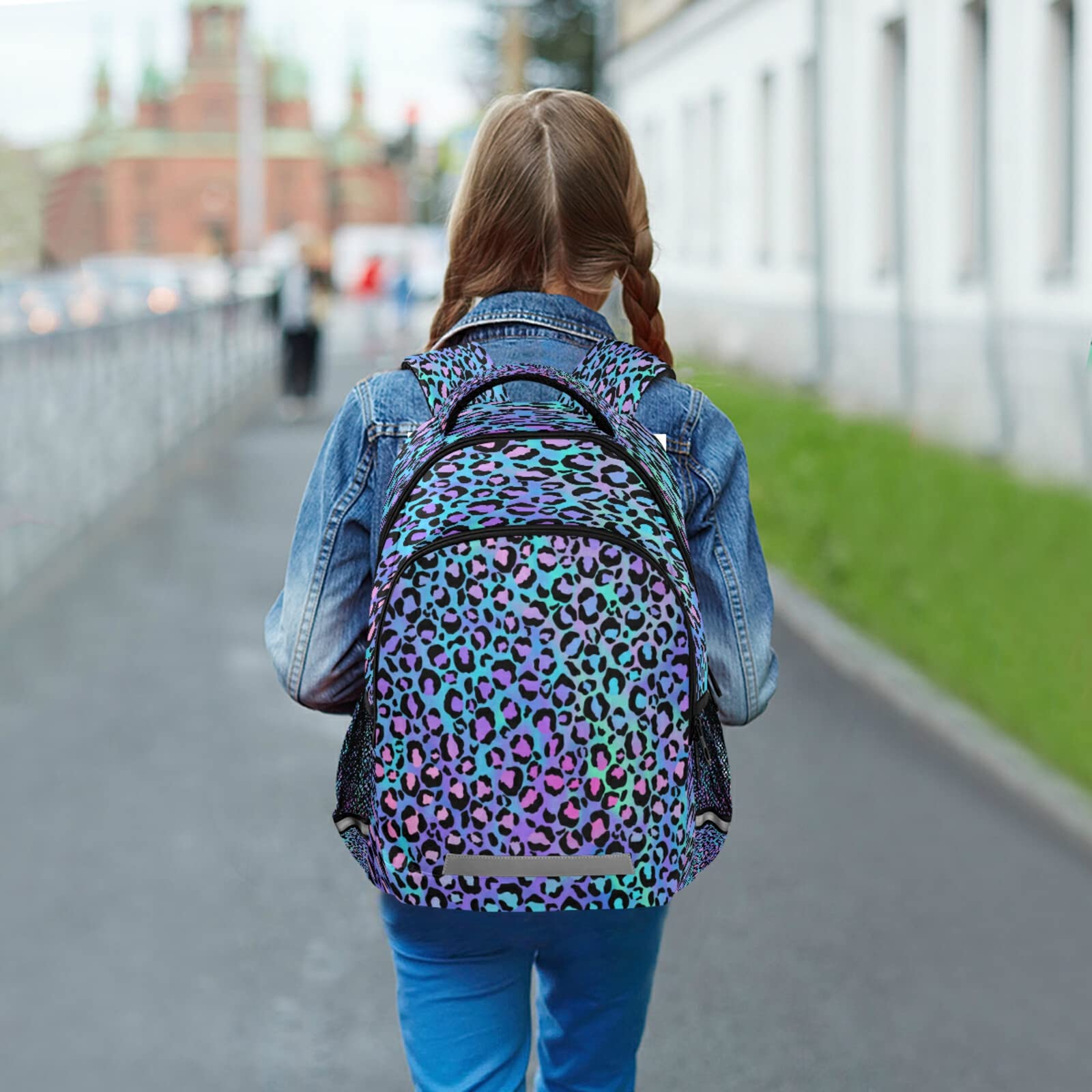 ALAZA Leopard Print Cheetah Purple Backpack for Students Boys Girls School Bag Travel Daypack