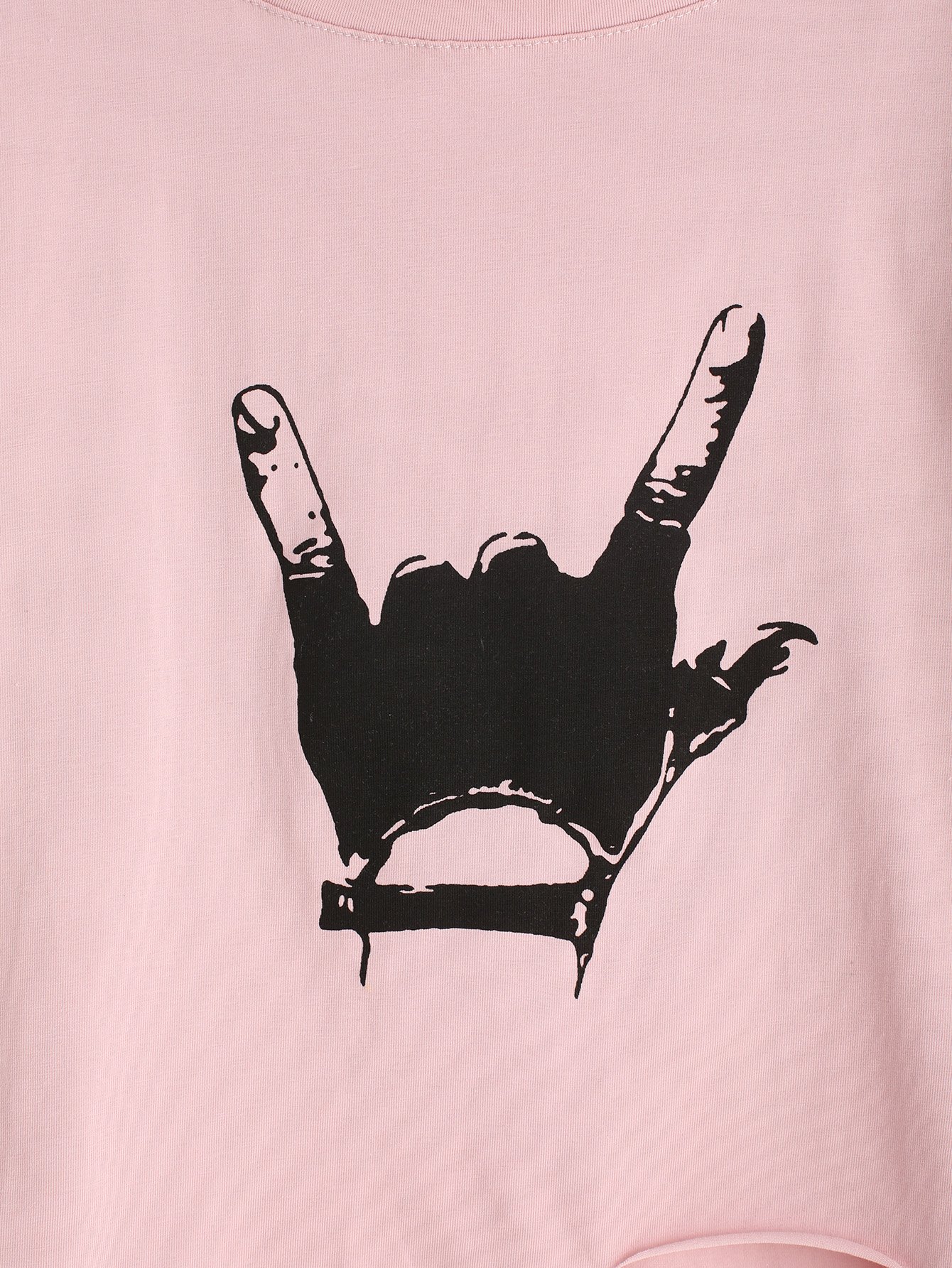 SweatyRocks Women's Short Sleeve T Shirt Graphic Print Distressed Crop Top Gesture Light Pink Small