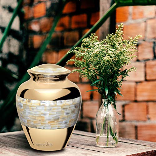 Adult Cremation URNS for Ashes- Classic MOP Cremation Urns for Human Ashes - Completely Handcrafted with Volume 200 Cu. in. with Velvet Protection Bag. (NOT Personalized)