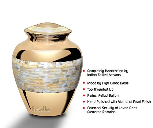Adult Cremation URNS for Ashes- Classic MOP Cremation Urns for Human Ashes - Completely Handcrafted with Volume 200 Cu. in. with Velvet Protection Bag. (NOT Personalized)