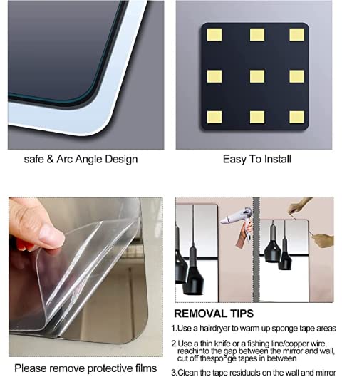Plexiglass Acrylic Soft Mirror Non-Glass shatterproof Mirror Full Length Mirror Wall Mirror Frameless Home Fitness Mirror (4PCS) 12inch12inch(16)