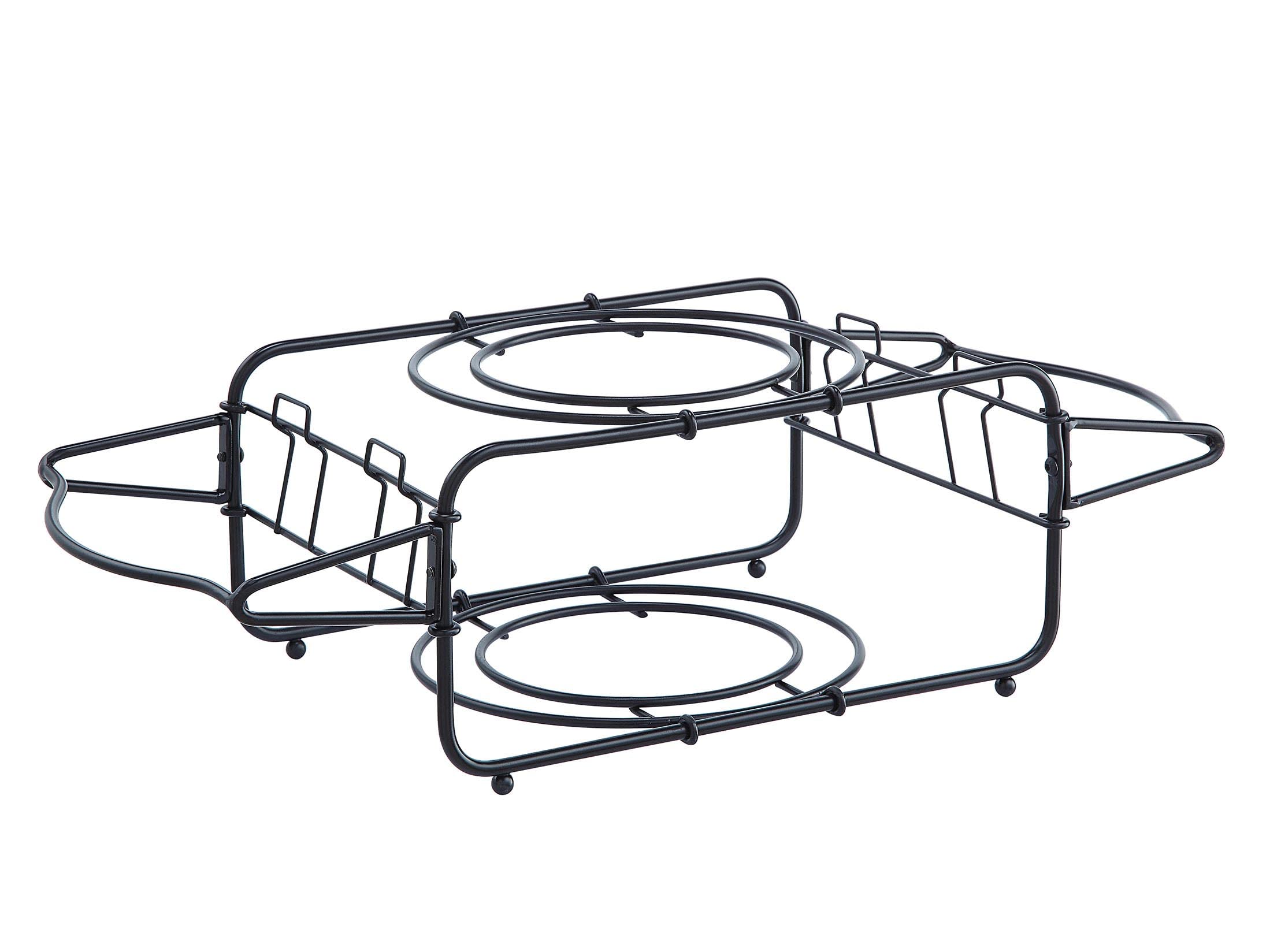 Giftburg Farm Buffet Caddy Tabletop Organizer, Flatware Napkin and Plate Picnic Caddy Stackable Serving Set, Black