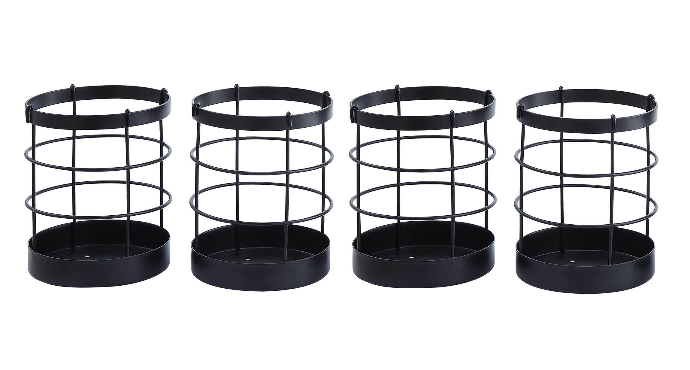 Giftburg Farm Buffet Caddy Tabletop Organizer, Flatware Napkin and Plate Picnic Caddy Stackable Serving Set, Black