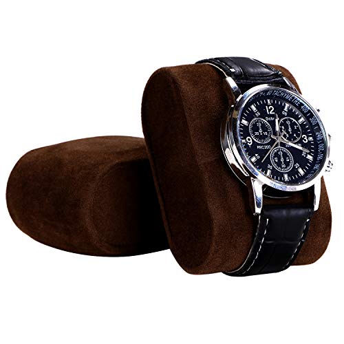 BEWISHOME Watch Box for Men Luxury Watch Organizer Faux Leather Watch Case with Jewelry Drawer, Real Glass Top, Metal Hinge, Brown SSH12Z