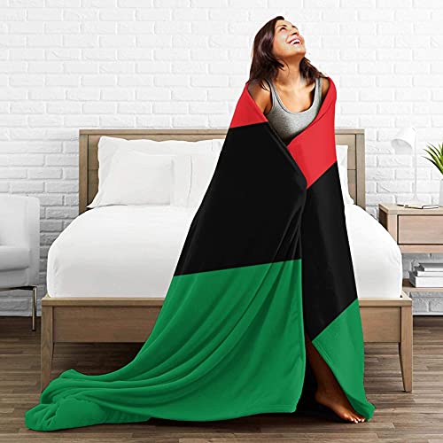 Pan African Flag Flannel Fleece Throw Blankets for Bed Sofa Living Room Soft Blanket Warm Cozy Fluffy Throw Plush Blanket
