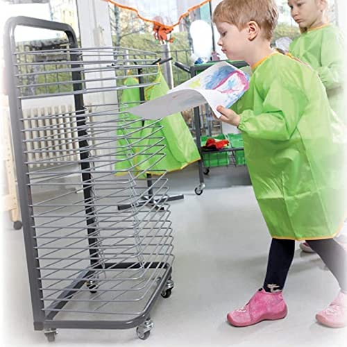 Wire Art Drying Rack Flexible Shelves Mobile Cart A3 Paper Painting Drying Shelf Children's Artwork Canvas Storage Art Rack with Wheels, Ideal for Classroom, Art Studio and Home Use (Size : 35 Layer