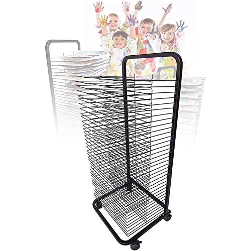 Wire Art Drying Rack Flexible Shelves Mobile Cart A3 Paper Painting Drying Shelf Children's Artwork Canvas Storage Art Rack with Wheels, Ideal for Classroom, Art Studio and Home Use (Size : 35 Layer