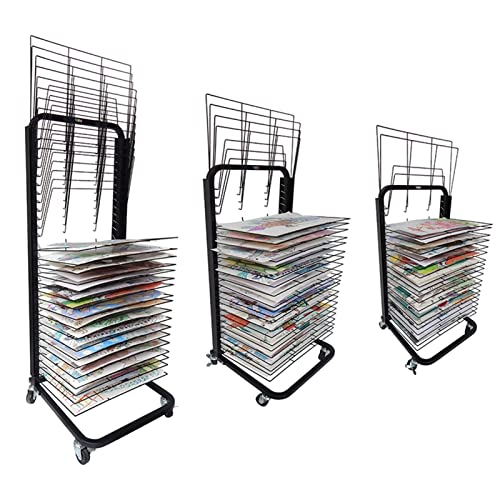 Art Drying Rack, Metal Mobile Classroom Painting Drying Rack with Wire Shelves, Black Artwork Storage Drying Stand with Wheels for Art Studios and Home Use, 4 Sizes (Size : 25 Layers)