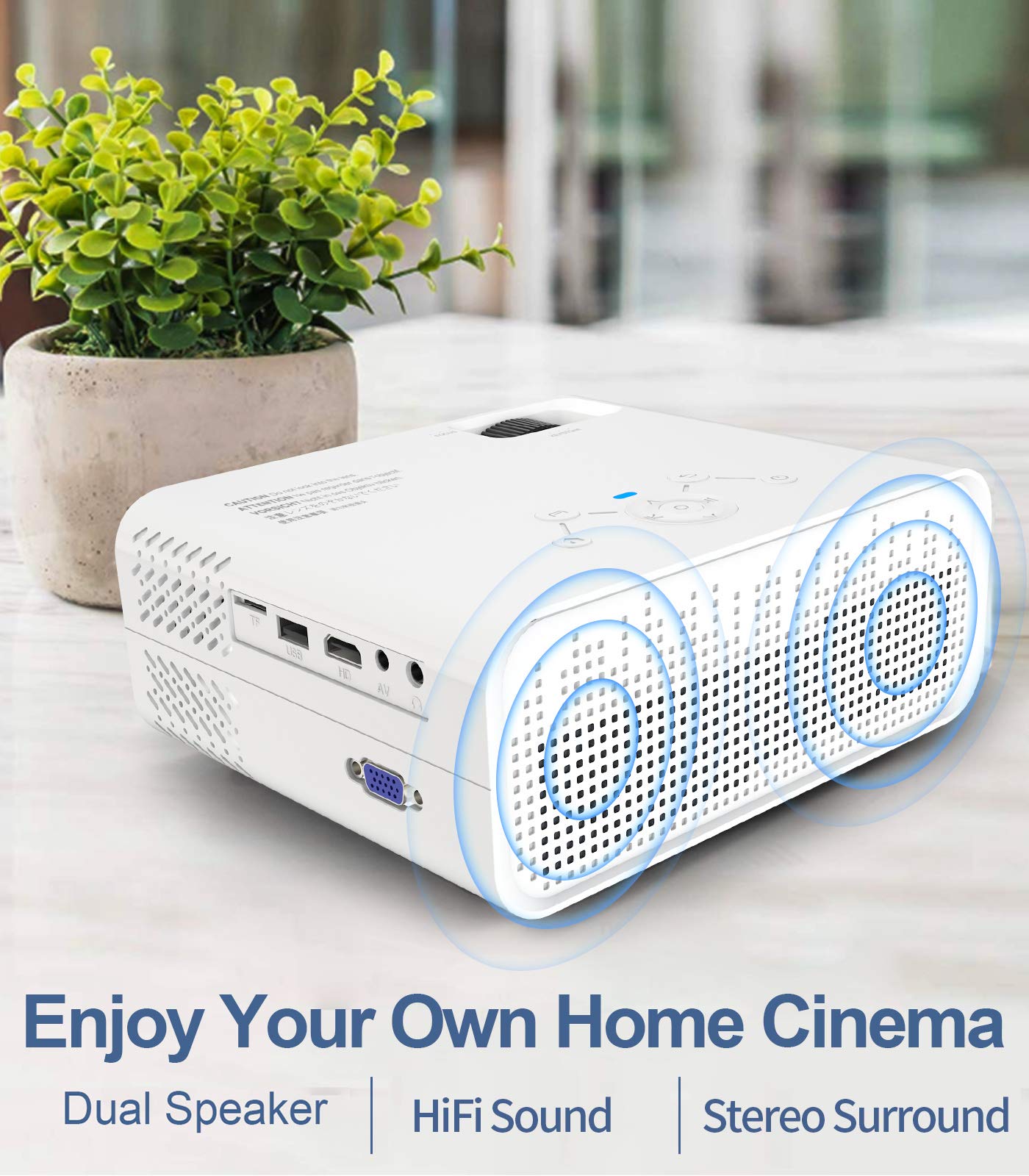 Mini Movie Projector Supported 1080P - Portable Full HD Projector Native 720P with 5500 Lumens LED Lamp,Compatible with HDMI,VGA,USB,AV,Laptop,Smartphone