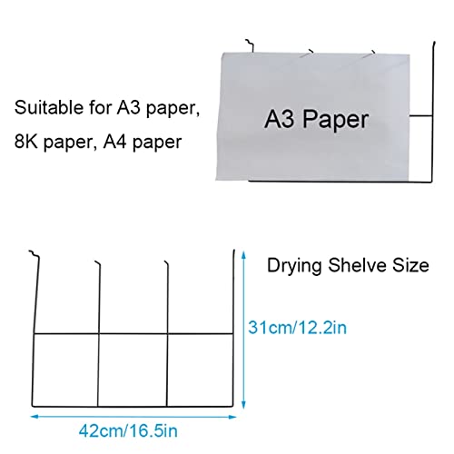 Mobile Art Drying Rack Standard A3 Paper Wire Shelves for Classroom Paint Crafts Drying Rack Metal Artwork Storage Display Rack with Wheels, Ideal for Schools and Art Clubs, Black (Size : 20-Layer)