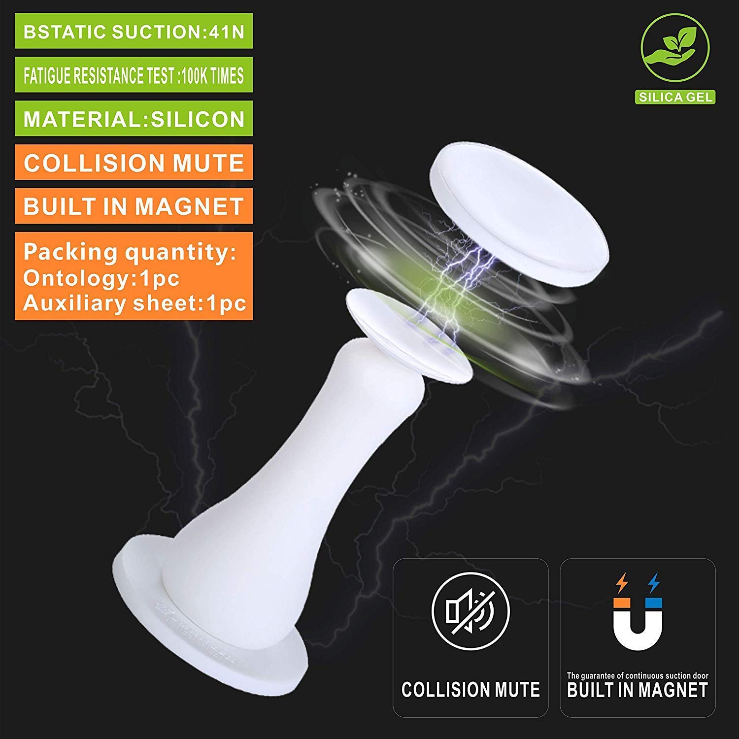 ZC GEL Magnetic Door Stopper Self Adhesive, Silicone Door Stop Holder Wall Mount Damage-Free with Durable Reusable Waterproof House Door Stopper, No Need to Drill Collision Mute No Trace (White)