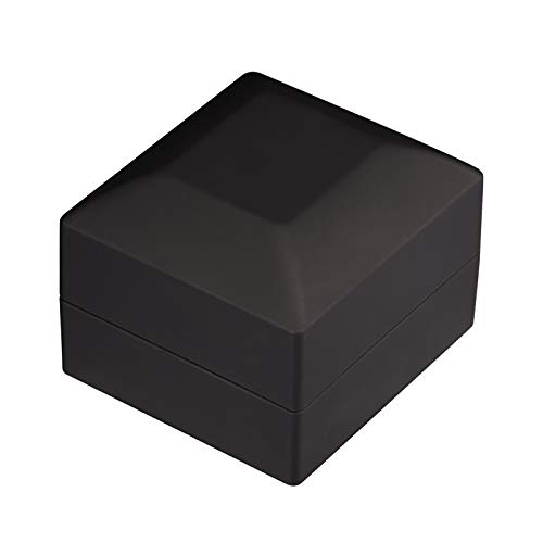 2 Pieces Ring Earring Gift Box with LED light, Elegant Velvet Ring Case Jewelry Display for Proposal, Engagement, Wedding, Gift (Black)