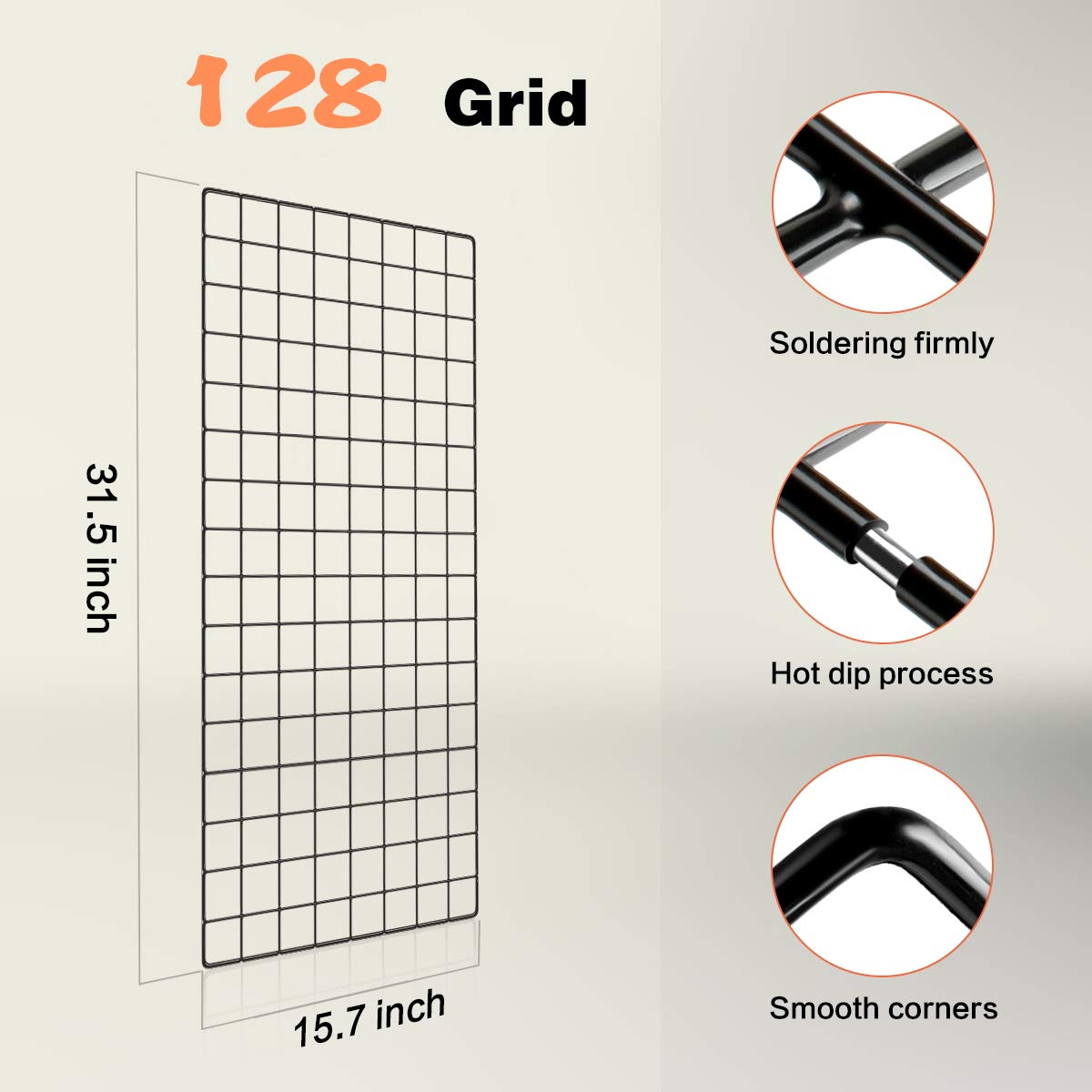 Wall Photo Grid Shelf, Wall Hanging Ins Art Display Grid Panel for Decor & Storage, Metal Wire Notice Boards & Memo Board, Mesh Tool Organiser, Wall Photo Frame 2 Pcs (Black, 15.7 x 31.5 inches)