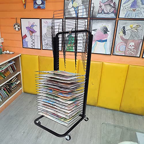 Ewatchaccessories Art Drying Rack, Mobile Classroom Drying Rack with Wire Rack for Art Studio and Home Use, Black Powder Coated, Drying and Printing Rack (Color : 35-Layer)