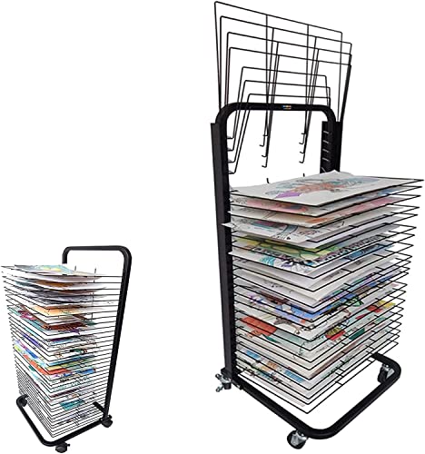 Ewatchaccessories Art Drying Rack, Mobile Classroom Drying Rack with Wire Rack for Art Studio and Home Use, Black Powder Coated, Drying and Printing Rack (Color : 35-Layer)