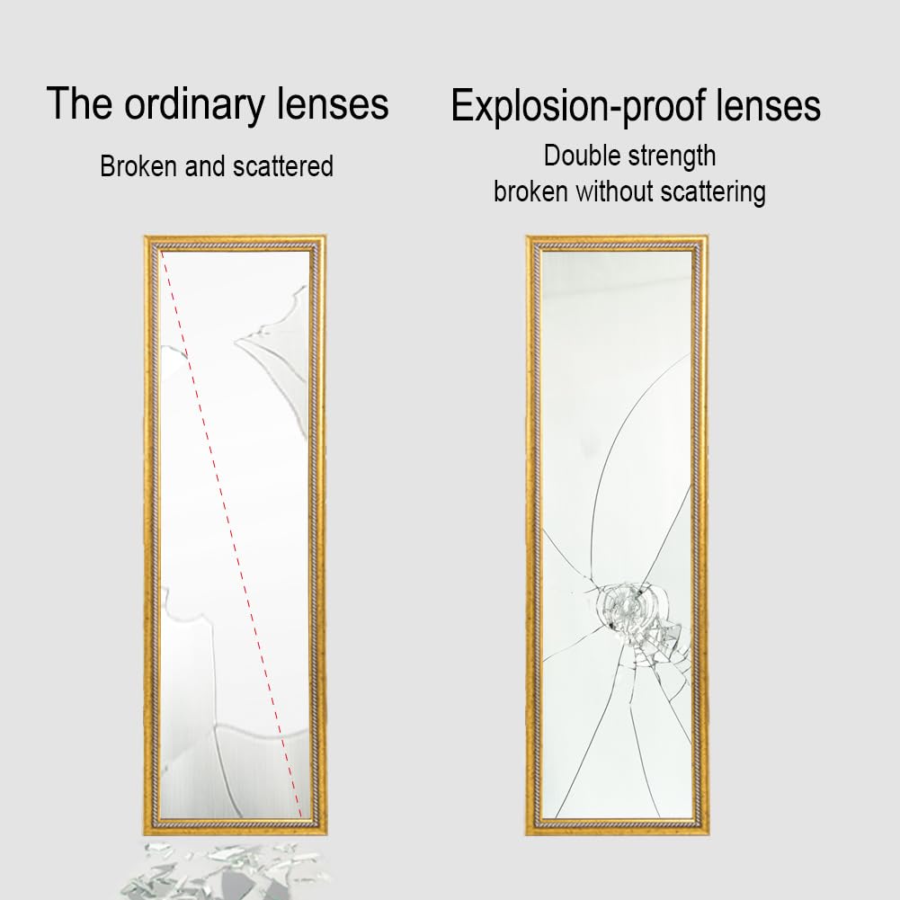Yone jx je Full Length Mirror Wall Mirror Full Body Mirror for Wall Hanging or Leaning Against Wall Dressing and Wall-Mounted Mirror Polymer Thin Frame No Stand, 50"x 14", Gold