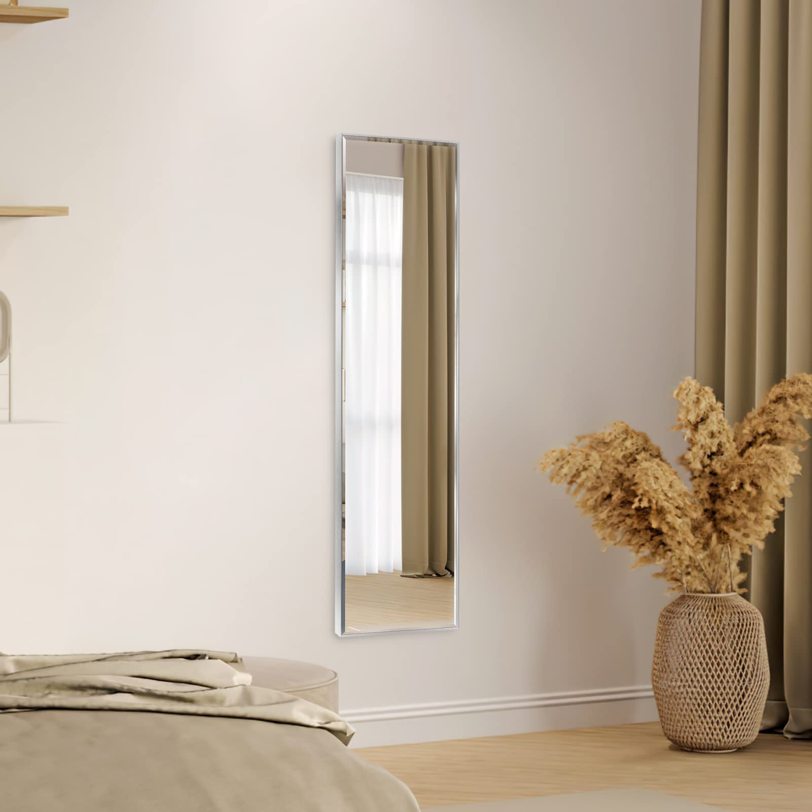 PETAFLOP 14x48 Inch Full Length Mirror and 4PCS 11x11 Inch Wall Mirror Tiles