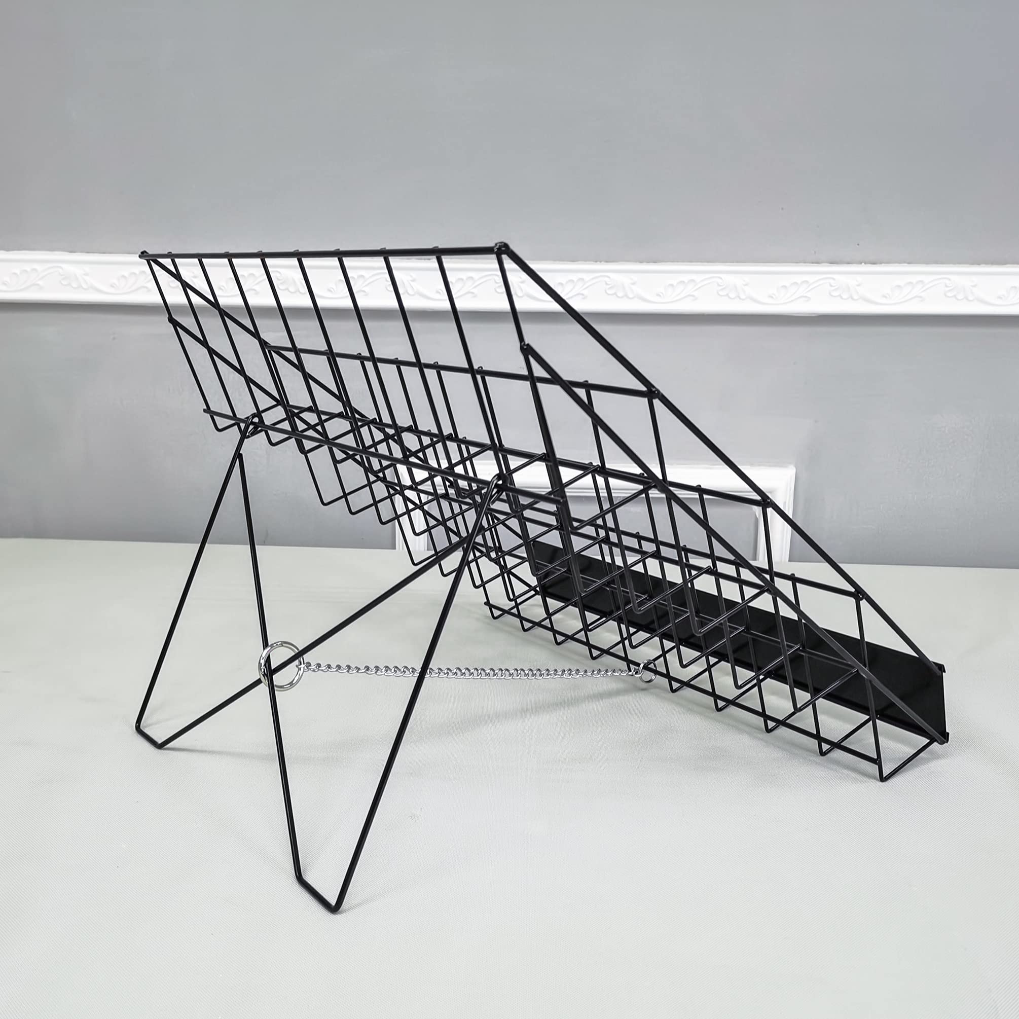 FixtureDisplaysÂź 4-Tiered Book Signing Rack, CD Display, 18" Wire Rack for Tabletop Use, 2.5" Open Shelves, with Header - Black 119362-FBA