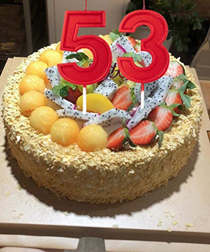 2.76in Birthday Candles Glitter Cake Red Number 2 Candles Topper Decoration for Wedding Anniversary,Kids and Adults Party Celebration (RED Number 2)