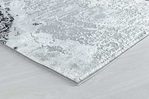 GLORY RUGS Modern Abstract Area Rug 8x10 Grey Black Large Rugs for Home Office Bedroom and Living Room