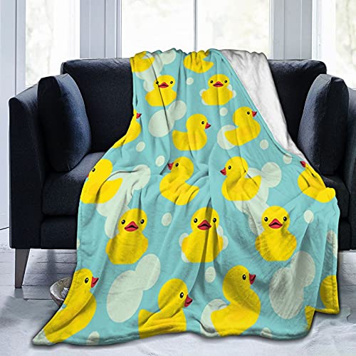 Yellow Cartoon Duck Flannel Fleece Throw Blankets for Bed Sofa Living Room Soft Blanket Warm Cozy Fluffy Throw Plush Blanke
