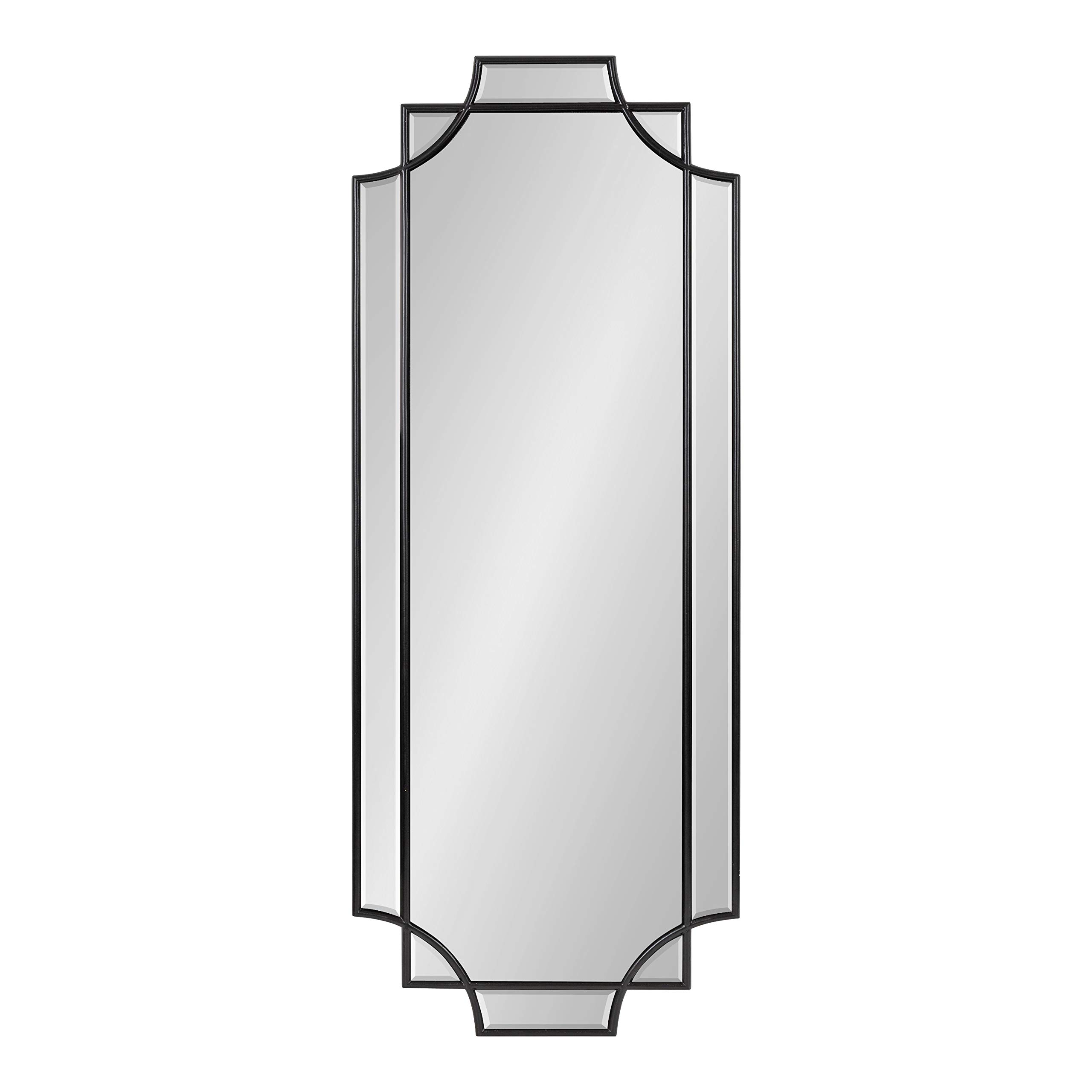 Kate and Laurel Minuette Glam Wall Mirror, 16 x 42, Black, Elegant Traditional Home Decor with A Boho Charm