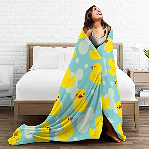 Yellow Cartoon Duck Flannel Fleece Throw Blankets for Bed Sofa Living Room Soft Blanket Warm Cozy Fluffy Throw Plush Blanke