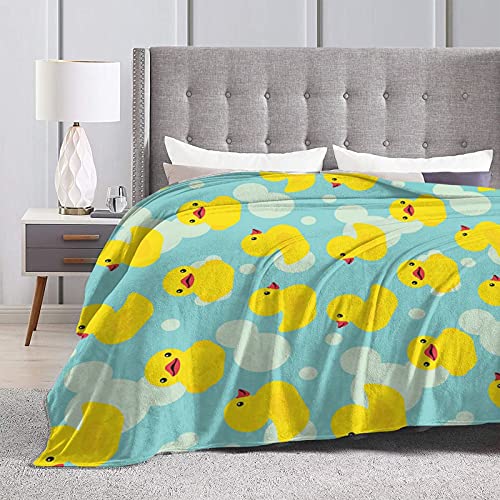 Yellow Cartoon Duck Flannel Fleece Throw Blankets for Bed Sofa Living Room Soft Blanket Warm Cozy Fluffy Throw Plush Blanke