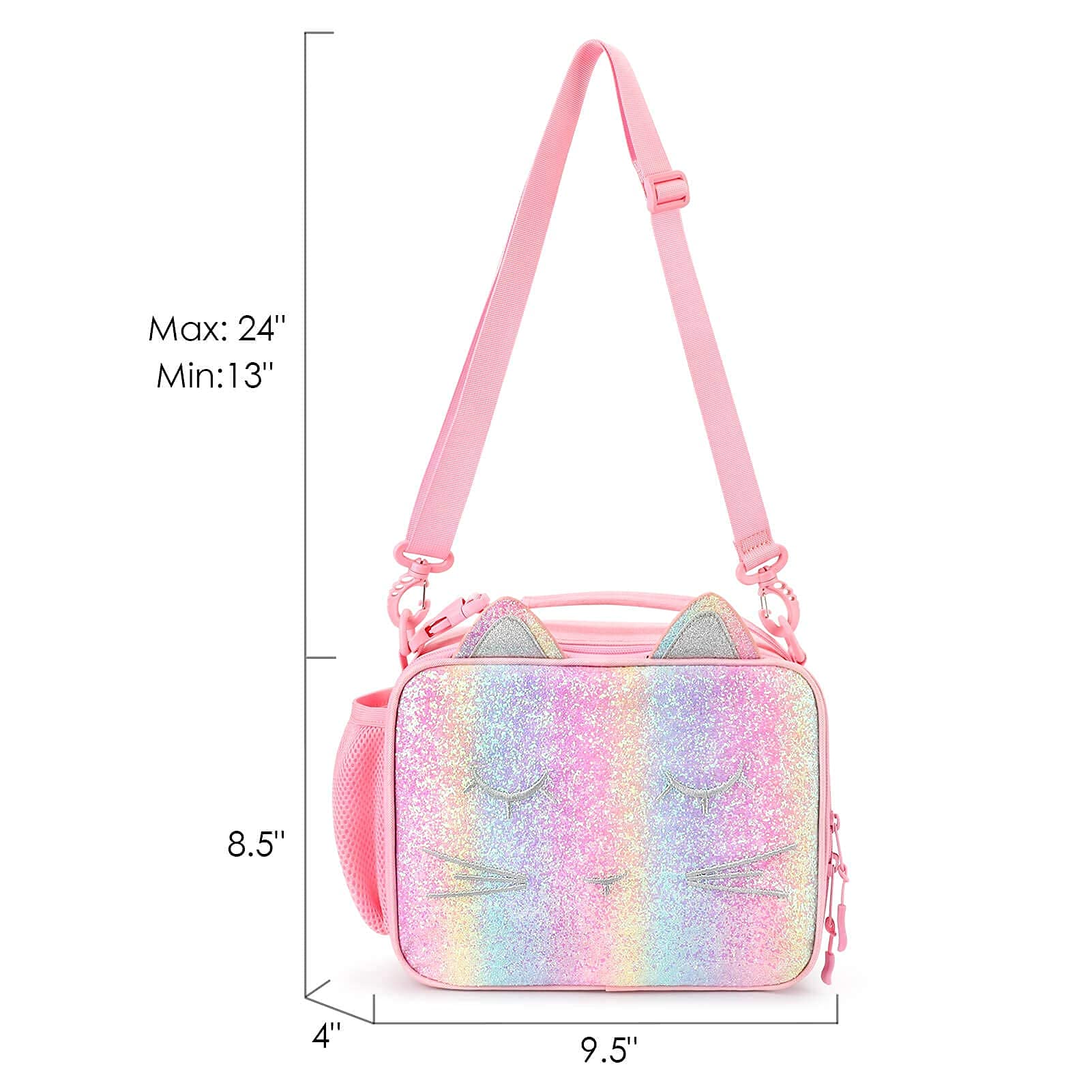 mibasies Cat Insulated Lunch Box for Girls Kids Rainbow Bag for School
