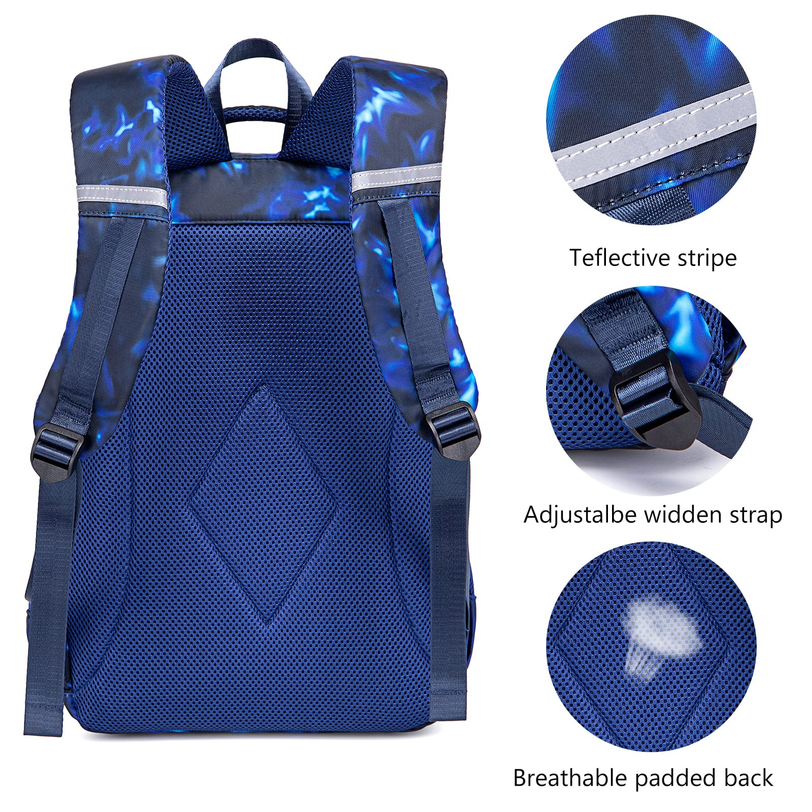 LEDAOU School Backpack Teen Boys Girls Bookbag Daypack School Bag (Football Black)