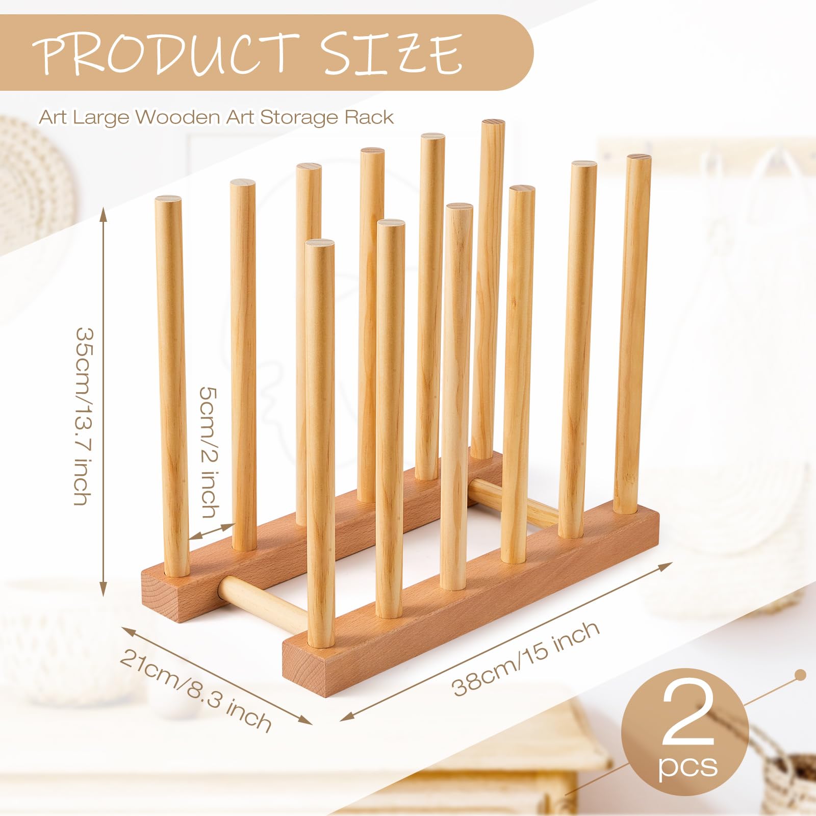 Ctosree 2 Pcs Wood Art Storage Rack Art Drying Rack Display Canvas Storage Canvas Rack Art Storage Holder Stand for Drawing Canvas Board Panel Print Matter Paper Pad Backing Plate, 8.3 x 15 x 13.7 in