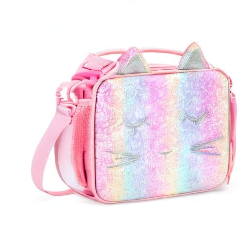 mibasies Cat Insulated Lunch Box for Girls Kids Rainbow Bag for School