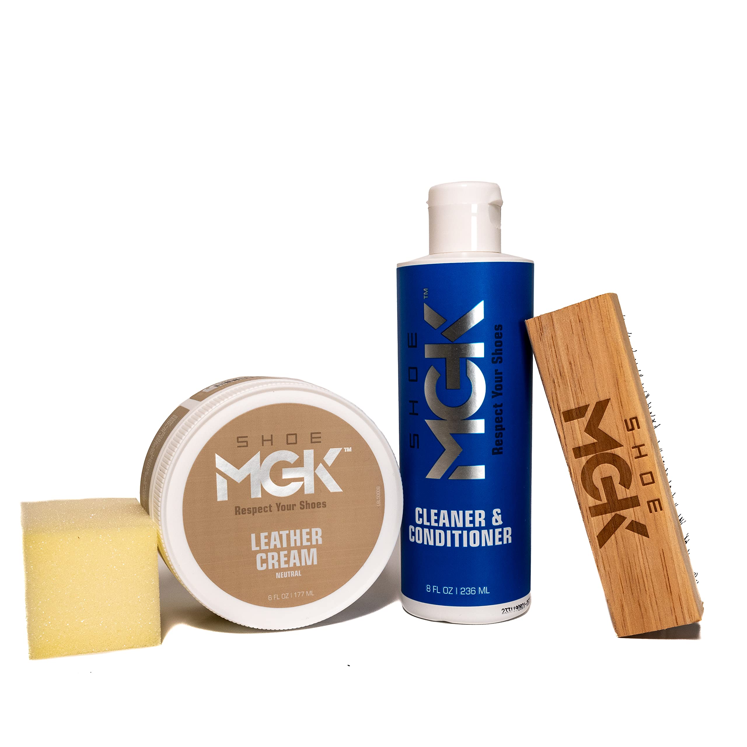 Shoe MGK Leather Care Kit - Conditioner Cream, Shoe Cleaner, Shoe Brush, Shoe Shine Sponge
