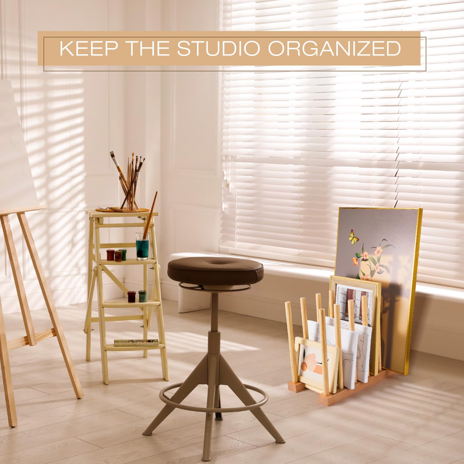Ctosree 2 Pcs Wood Art Storage Rack Art Drying Rack Display Canvas Storage Canvas Rack Art Storage Holder Stand for Drawing Canvas Board Panel Print Matter Paper Pad Backing Plate, 8.3 x 15 x 13.7 in