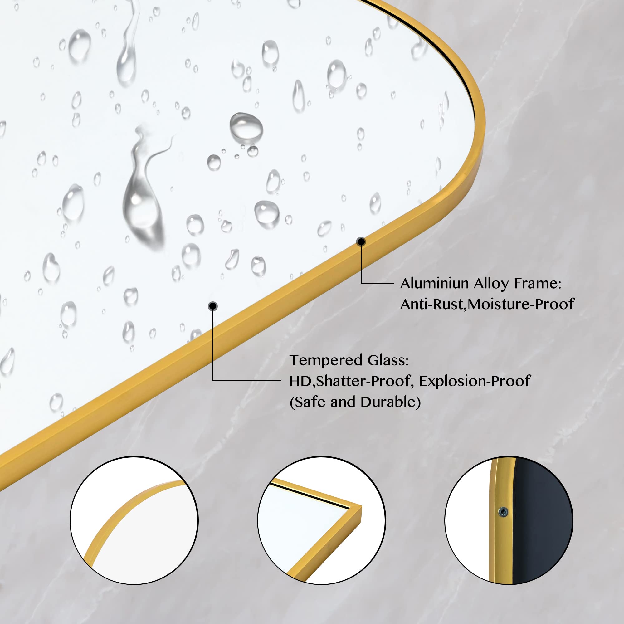 Protylctaster Full Length Mirror Wall Mounted Mirror Black and Gold Over The Door Mirror Full Length Bundle Sale