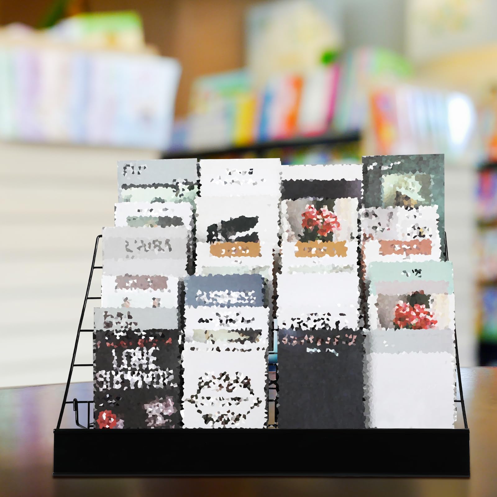 Queekay 6 Tier Wire Countertop Rack black Comic Book Holders Wide Wire Magazine Rack Tabletop Display Stand for Table Top Book Brochure Literature Comic Greeting Card Shelf Holder Stand