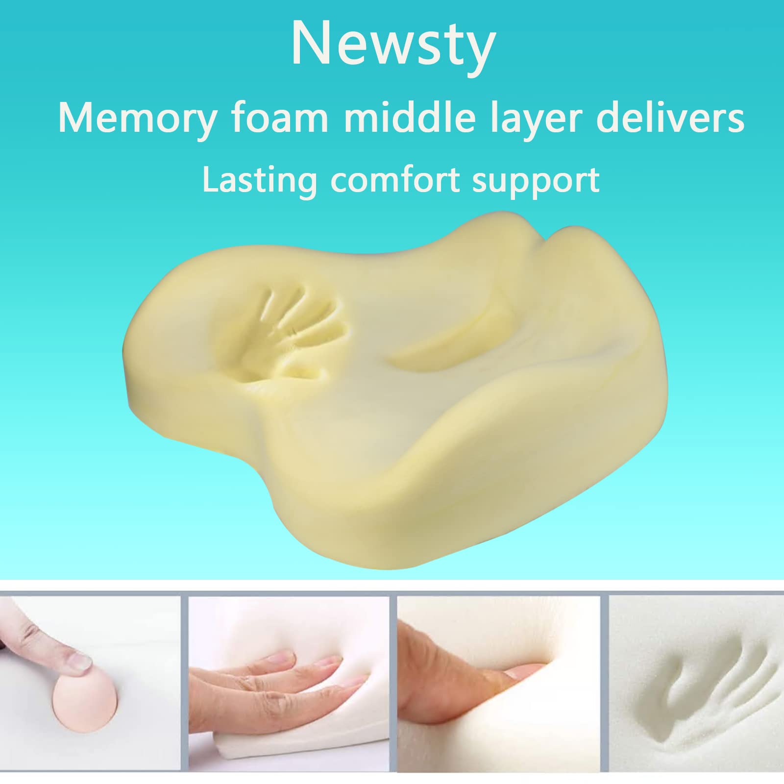 Newsty Pressure Relief Seat Cushion for Long Sitting Hours on Office, Home Chair, Car Memory Foam Office Chair Cushion for Back, Coccyx, Tailbone Pain Relief(Black)